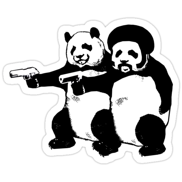 Funny Pulp Pandas Stickers By Robotface Redbubble