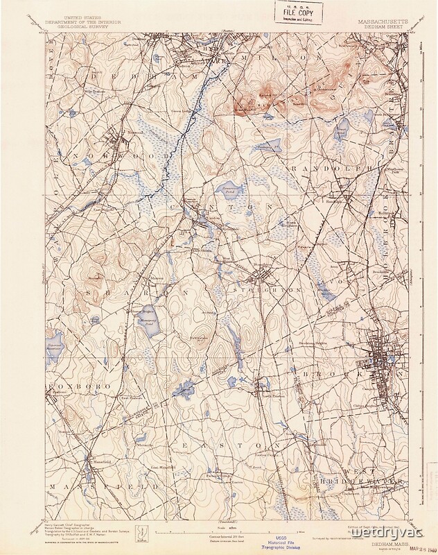 Massachusetts Usgs Historical Topo Map Ma Dedham 352573 1894 62500 Posters By Wetdryvac