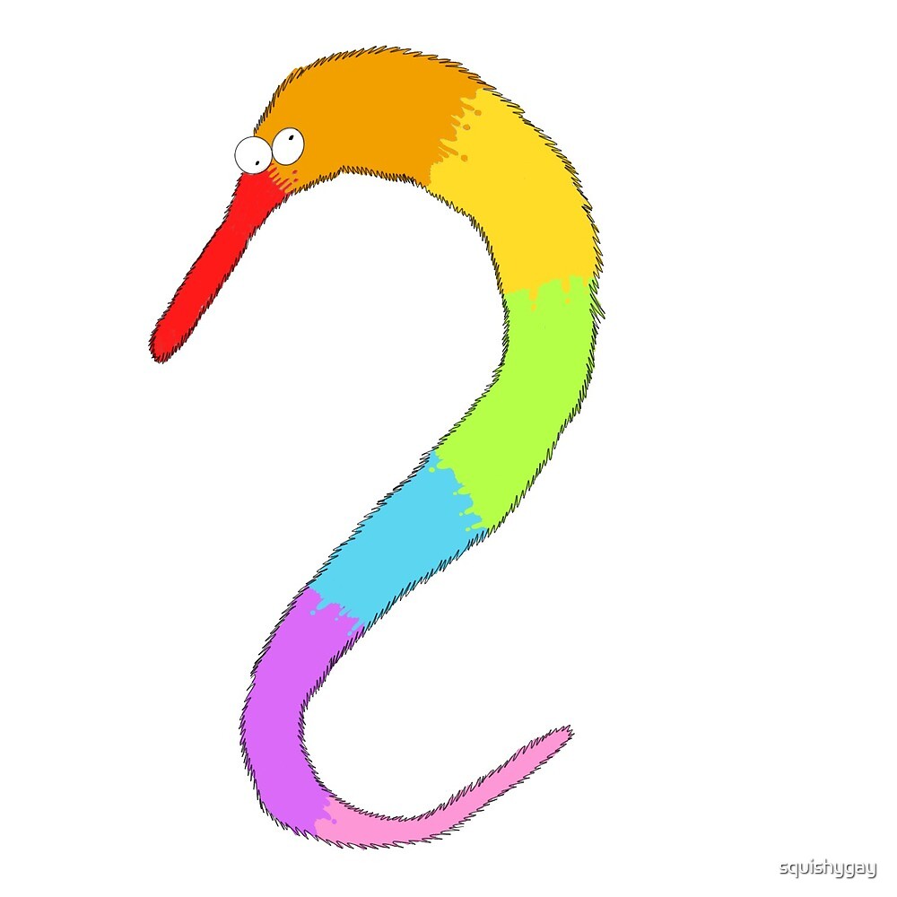 "Rainbow Worm on a string" by squishygay | Redbubble