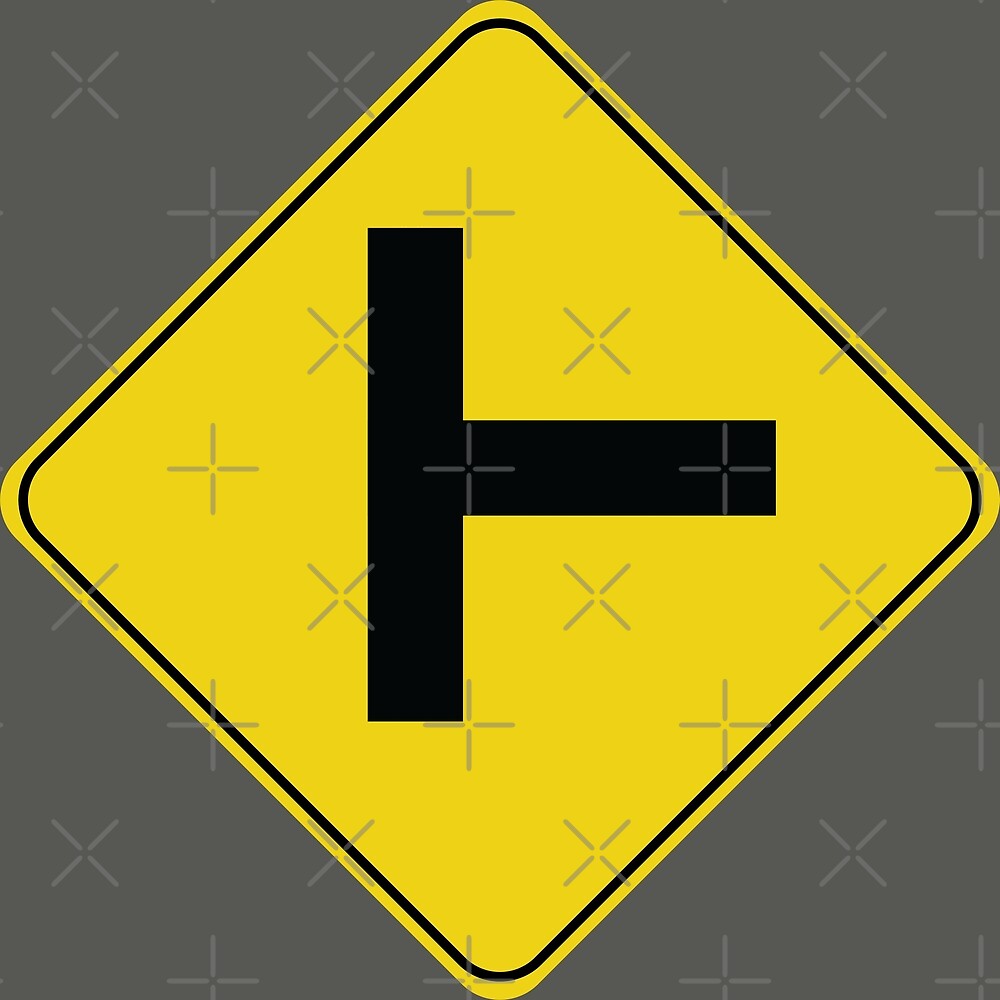 "Caution Road Sign Three Way Intersection" by Shanestillz | Redbubble