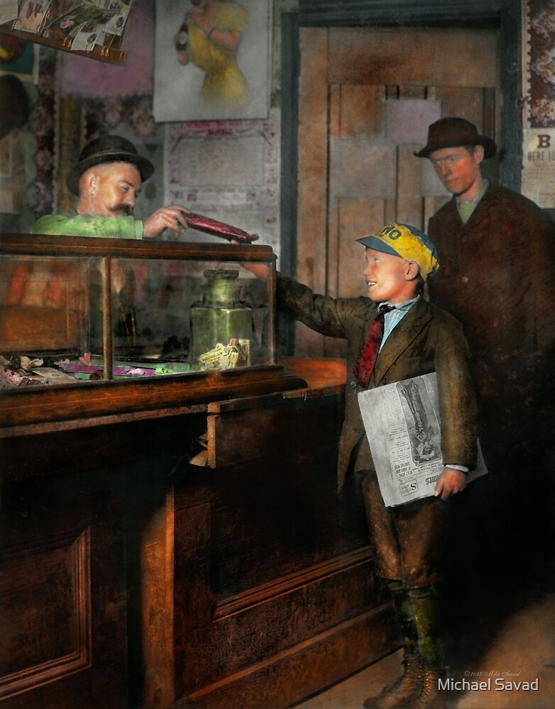 "Kid - A visit to the candy store 1910" by Michael Savad | Redbubble