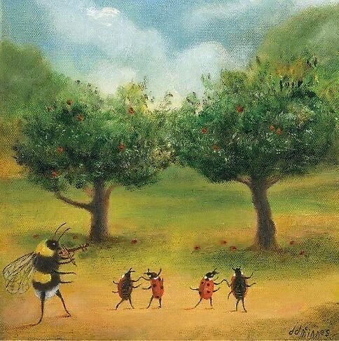 "Bee playing a violin " by jhuizar | Redbubble