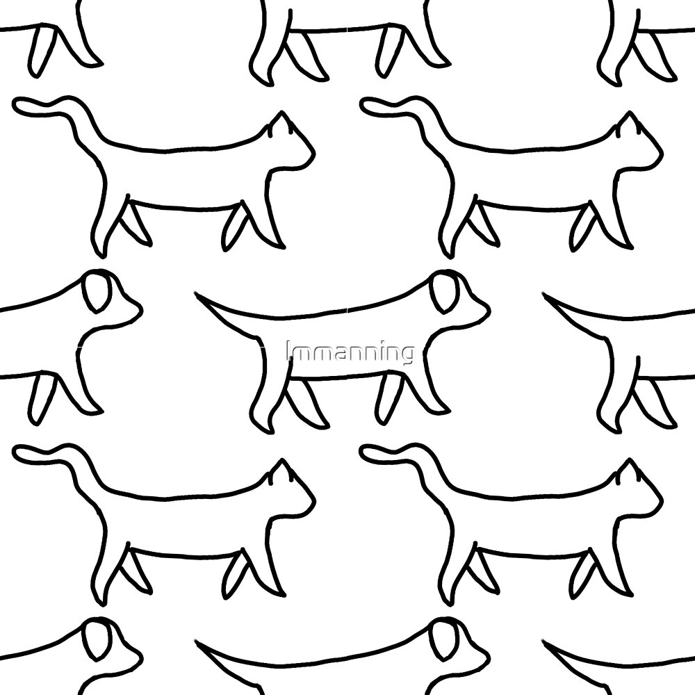 "Cats and Dogs Outline Pattern" by lmmanning | Redbubble