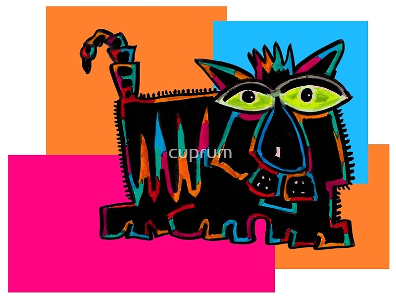 "Color Block Cat" by cuprum | Redbubble