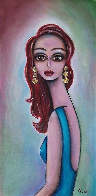 "Red -Haired Girl" by Marisol Manzano | Redbubble