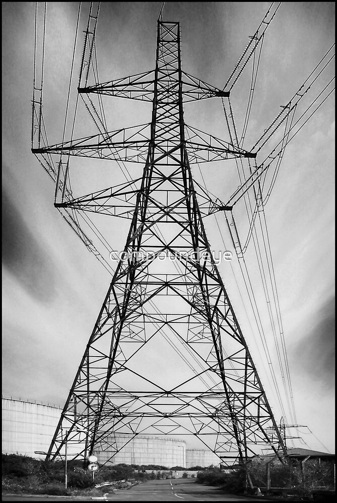 "Magical Road Straddling Pylon, Littlebrook" by compoundeye | Redbubble