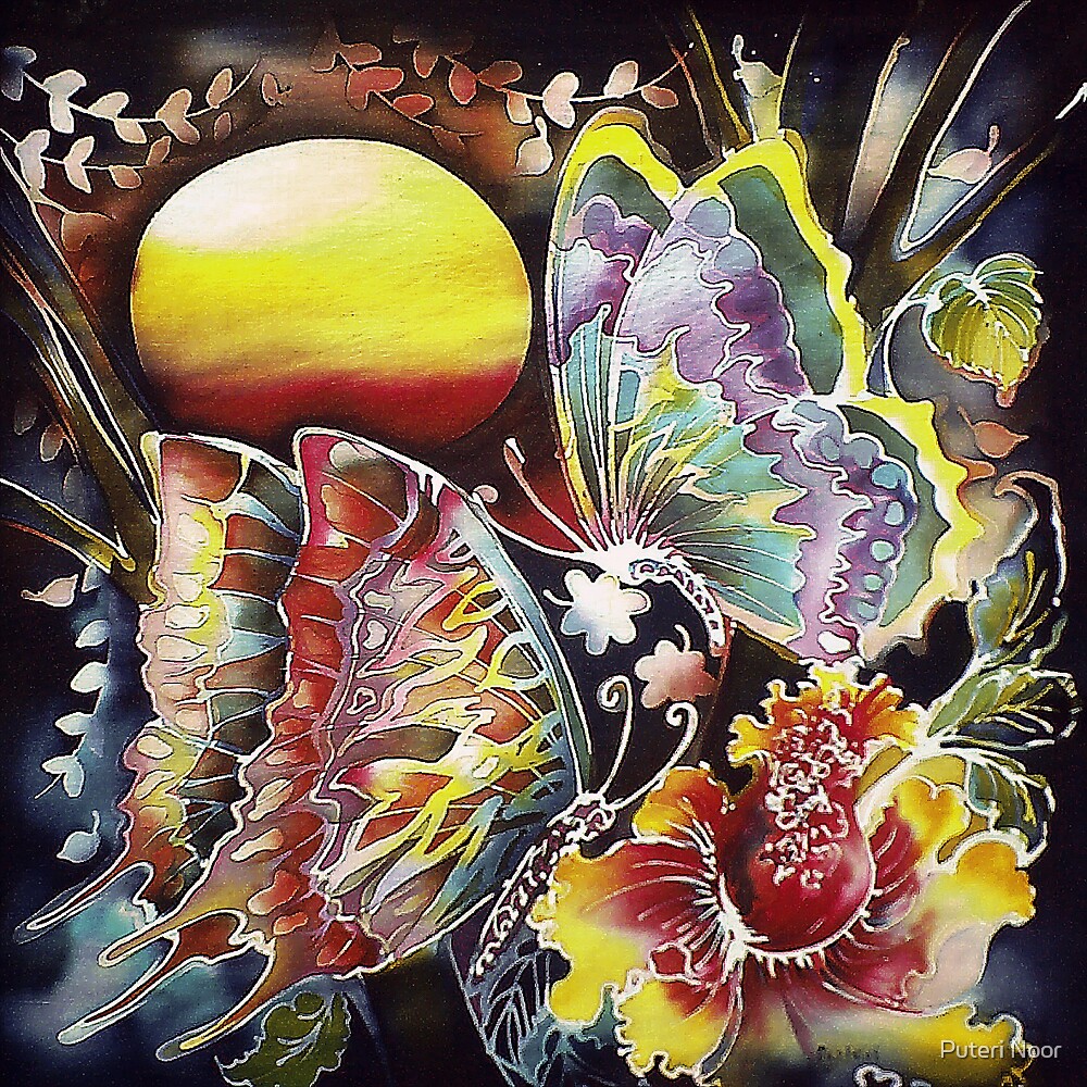 "Cotton Batik Painting Butterfly 144" by Puteri Noor | Redbubble