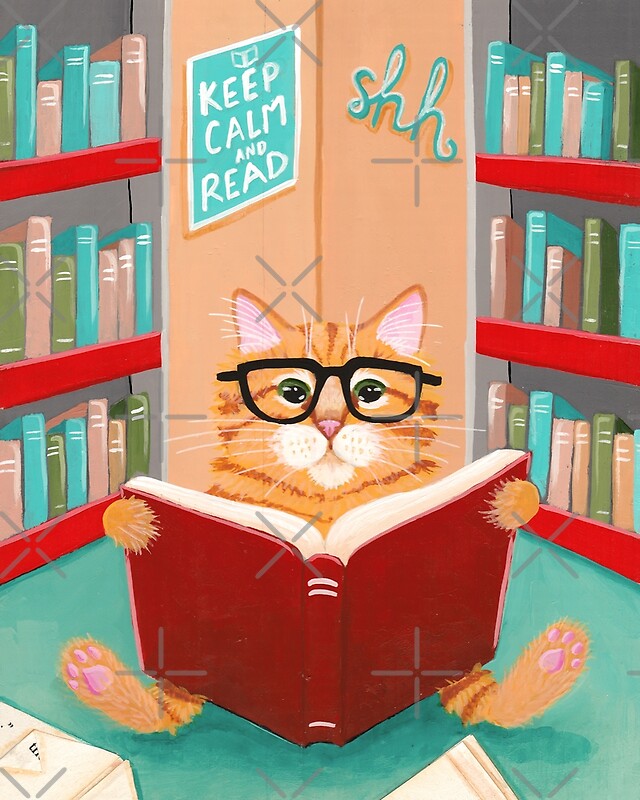 "The Library Cat" by kilkennycat | Redbubble