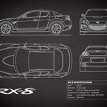 "RX-8 Blueprint In Black" Art Print for Sale by rogue-design | Redbubble