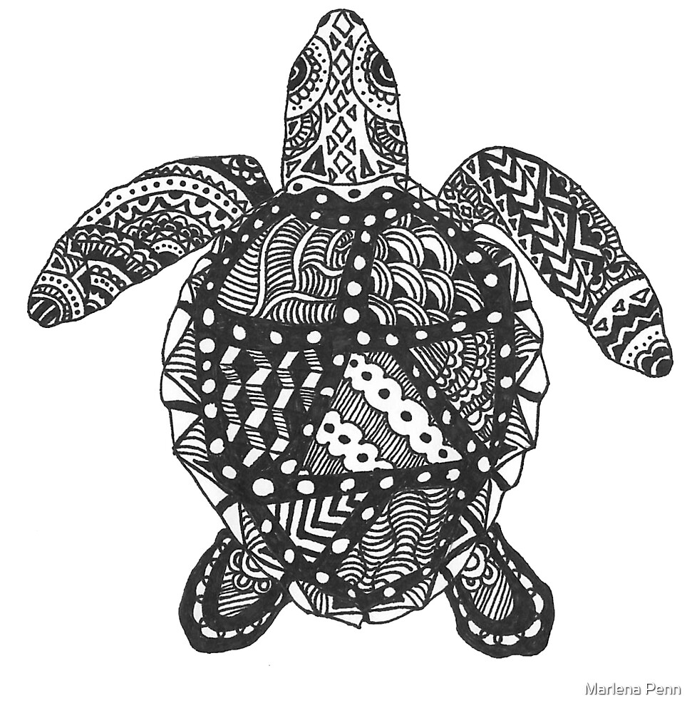 "Sea Turtle Zentangle" by Marlena Penn | Redbubble