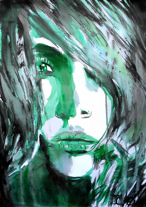 "face with green lighting" by Loui Jover | Redbubble