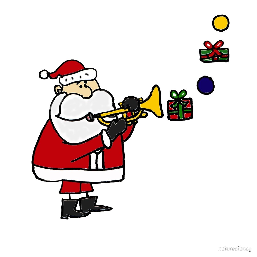 "Funny Christmas Santa Playing Trumpet" by naturesfancy | Redbubble