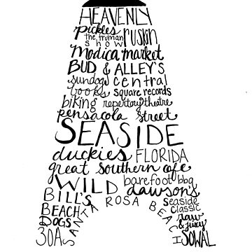 "Hand Lettered-Seaside, Florida" Sticker for Sale by Reagan Richard ...