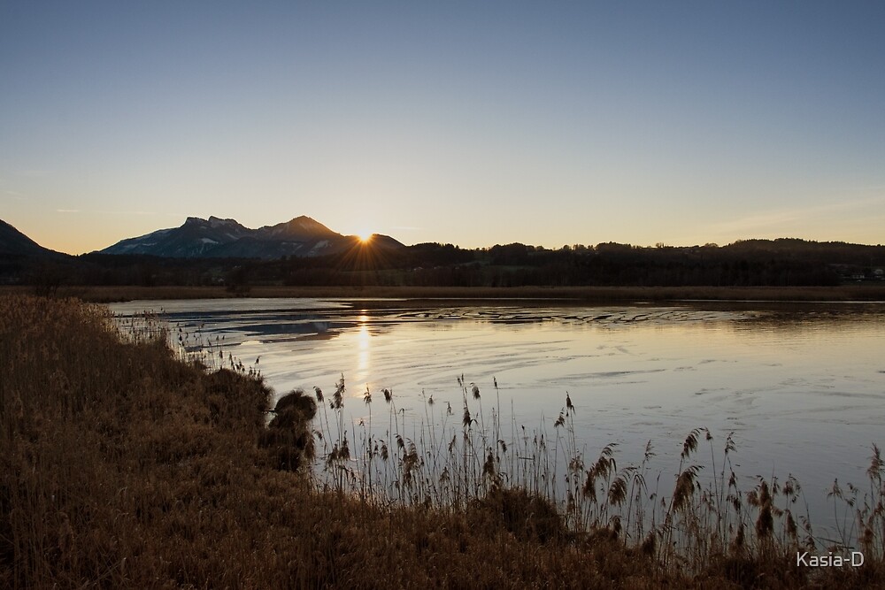 "Lake Chiem: Sun Setting behind the Mountains" by Kasia-D | Redbubble