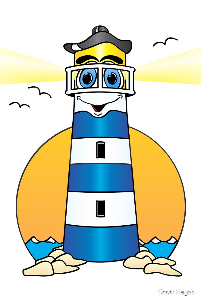 "Lighthouse Cartoon Dark Blue White" by Graphxpro | Redbubble