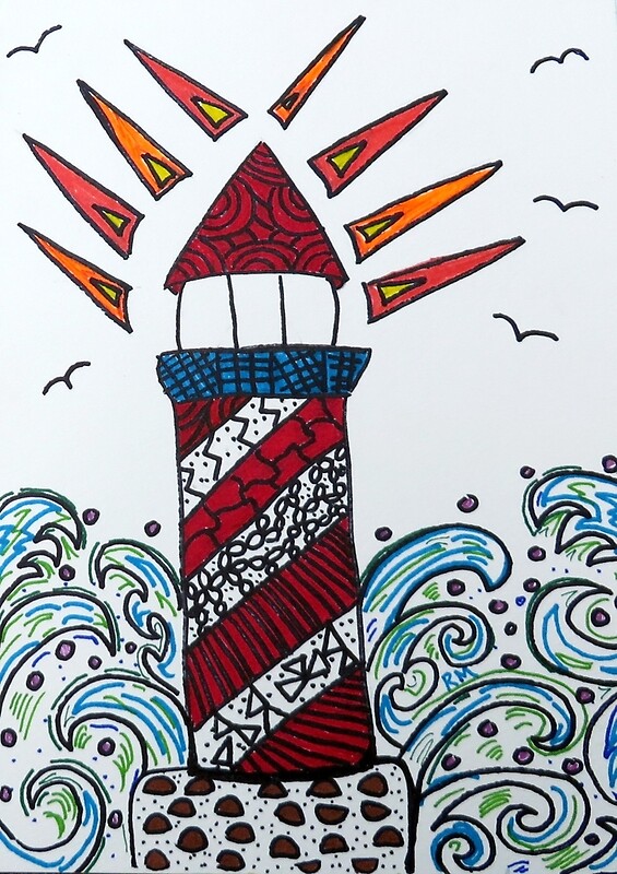 "Zentangle Cape Cod Lighthouse" by Raquel Morales | Redbubble