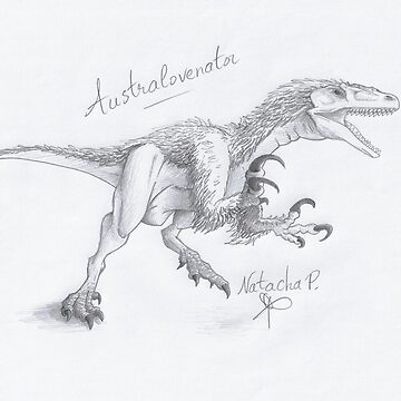 "Illustration Pencil Drawing Australovenator sp. Dinosaur Mesozoic ...