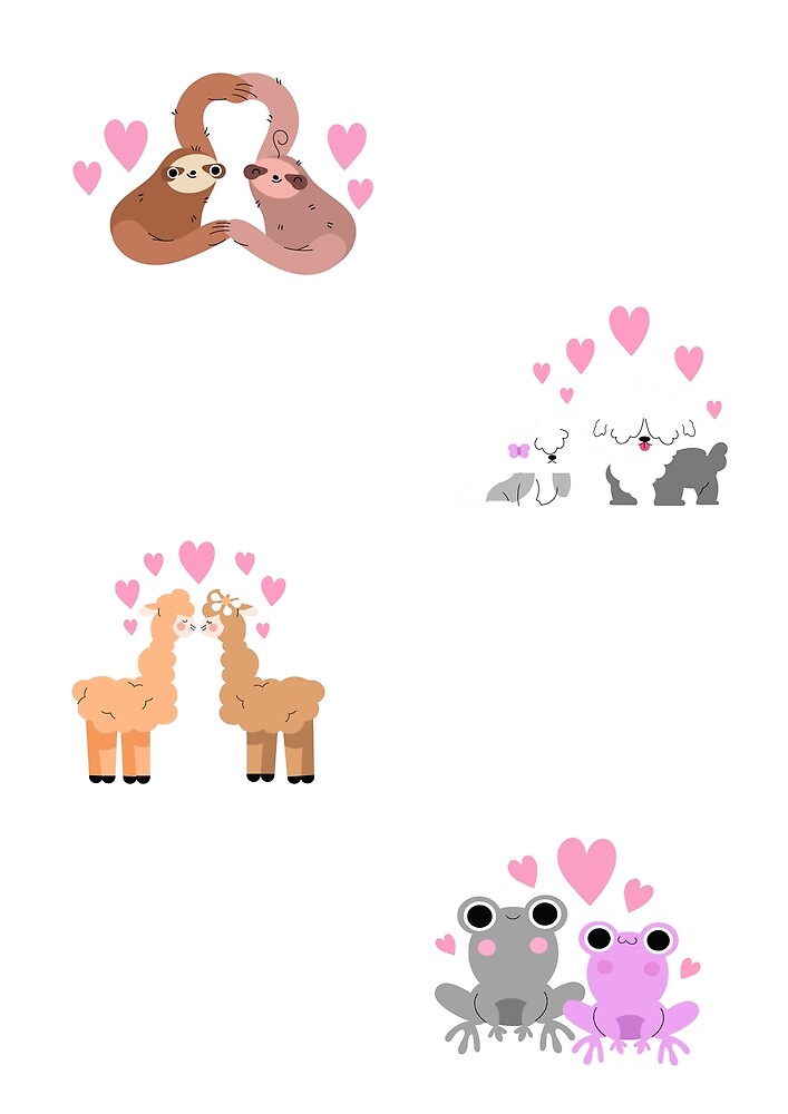 "Valentine day animal sticker set" by MissTSix | Redbubble