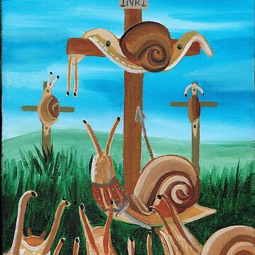 "Crucifixion of Snail Jesus" Art Print for Sale by BrushSong | Redbubble