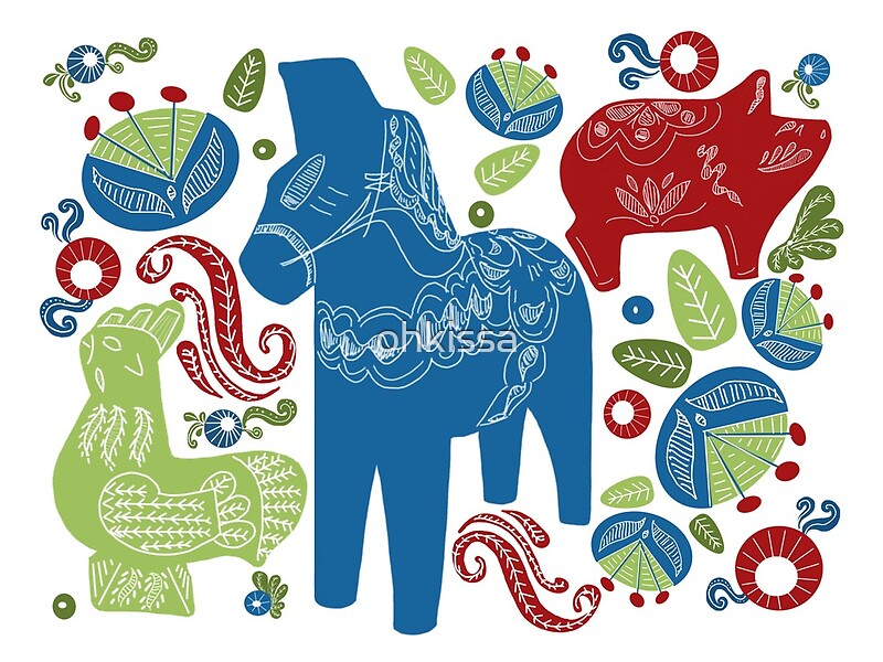 "Dala Animals" by ohkissa | Redbubble