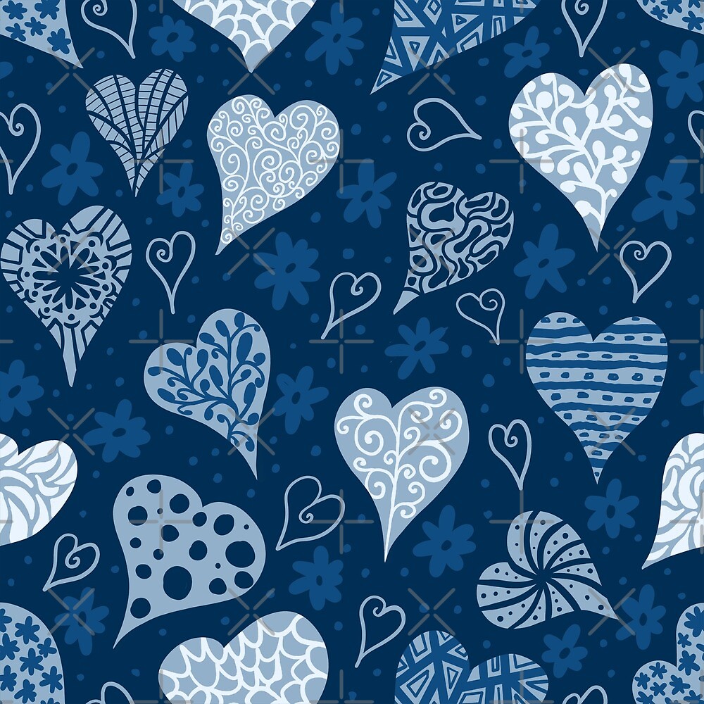 "Valentine Boho Blue Hearts" by creativinchi | Redbubble