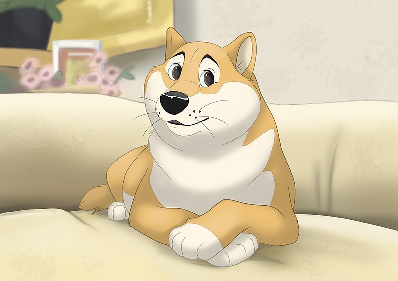 "Doge Cartoon (with background)" by Isa Bredt | Redbubble