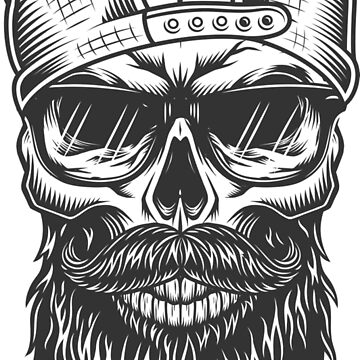 "Hipster Bearded Skull Backwards Hat" Art Print for Sale by sergelg ...