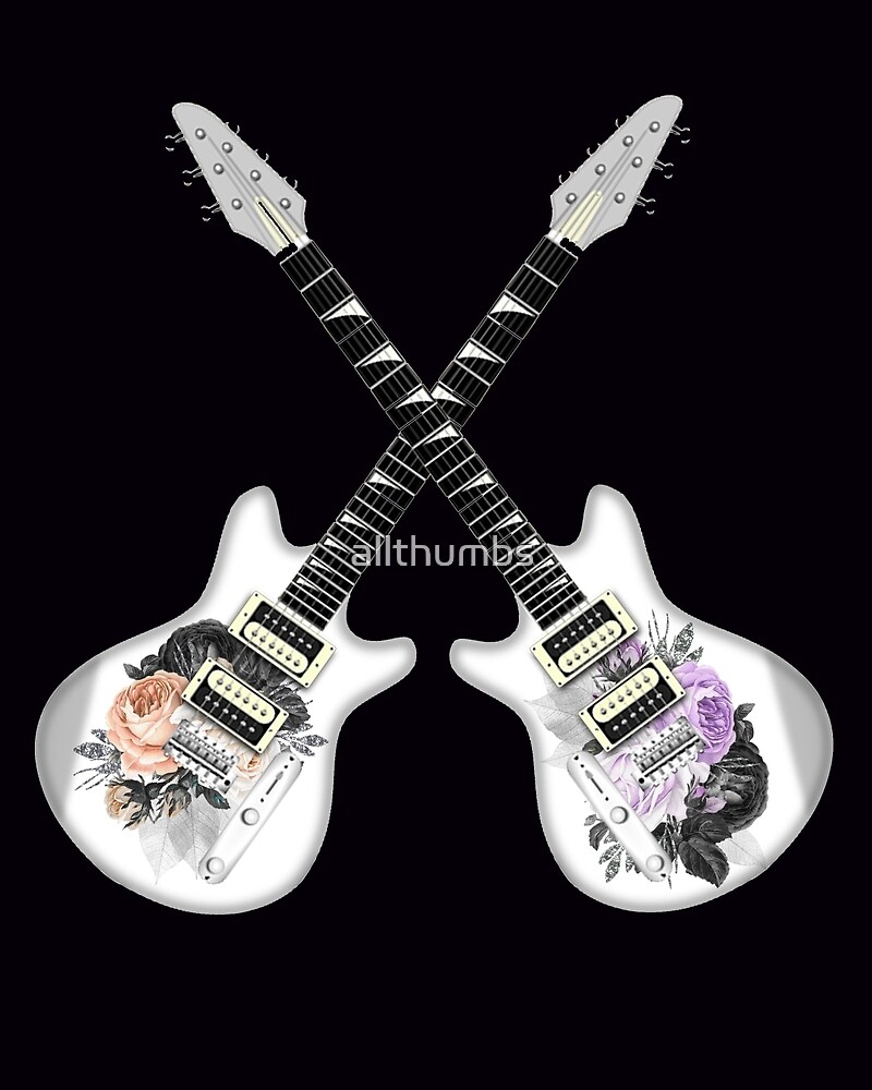 "Rock Guitars and roses" by allthumbs | Redbubble