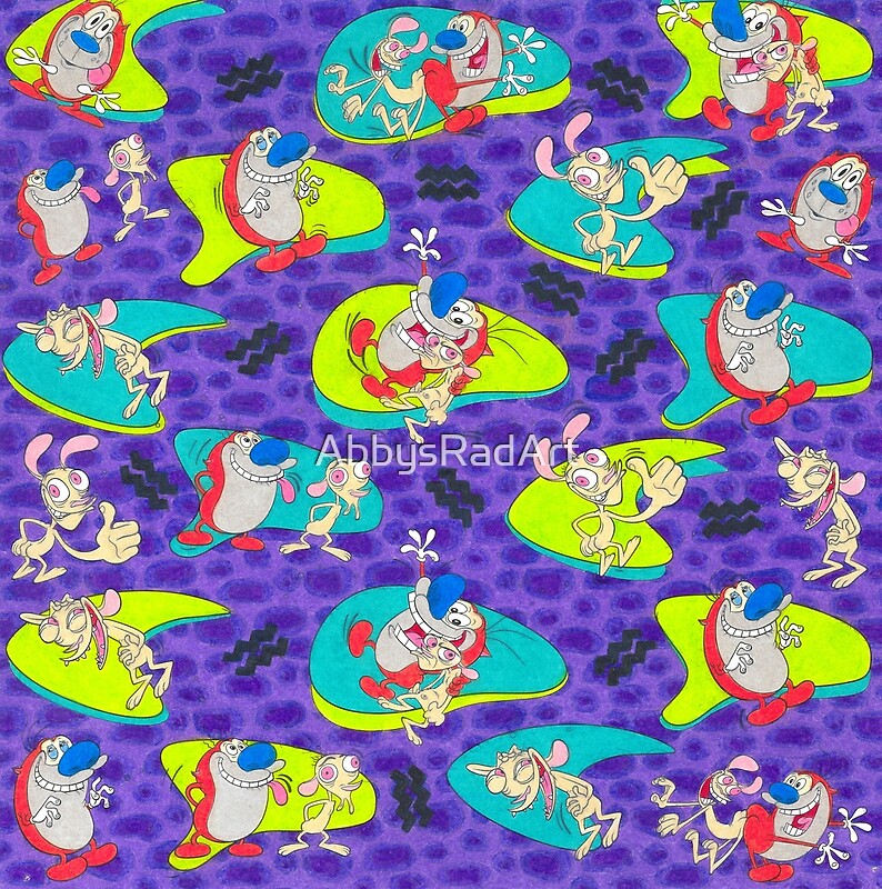 "Ren and Stimpy 90s pattern Nickelodeon Nicktoons" by AbbysRadArt ...
