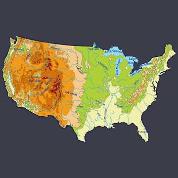 "map of US with relief topographic map of USA with Major Lakes and ...