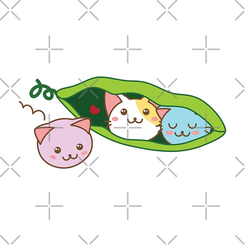"KAWAII PEA POD CATS" by RichPaulo | Redbubble