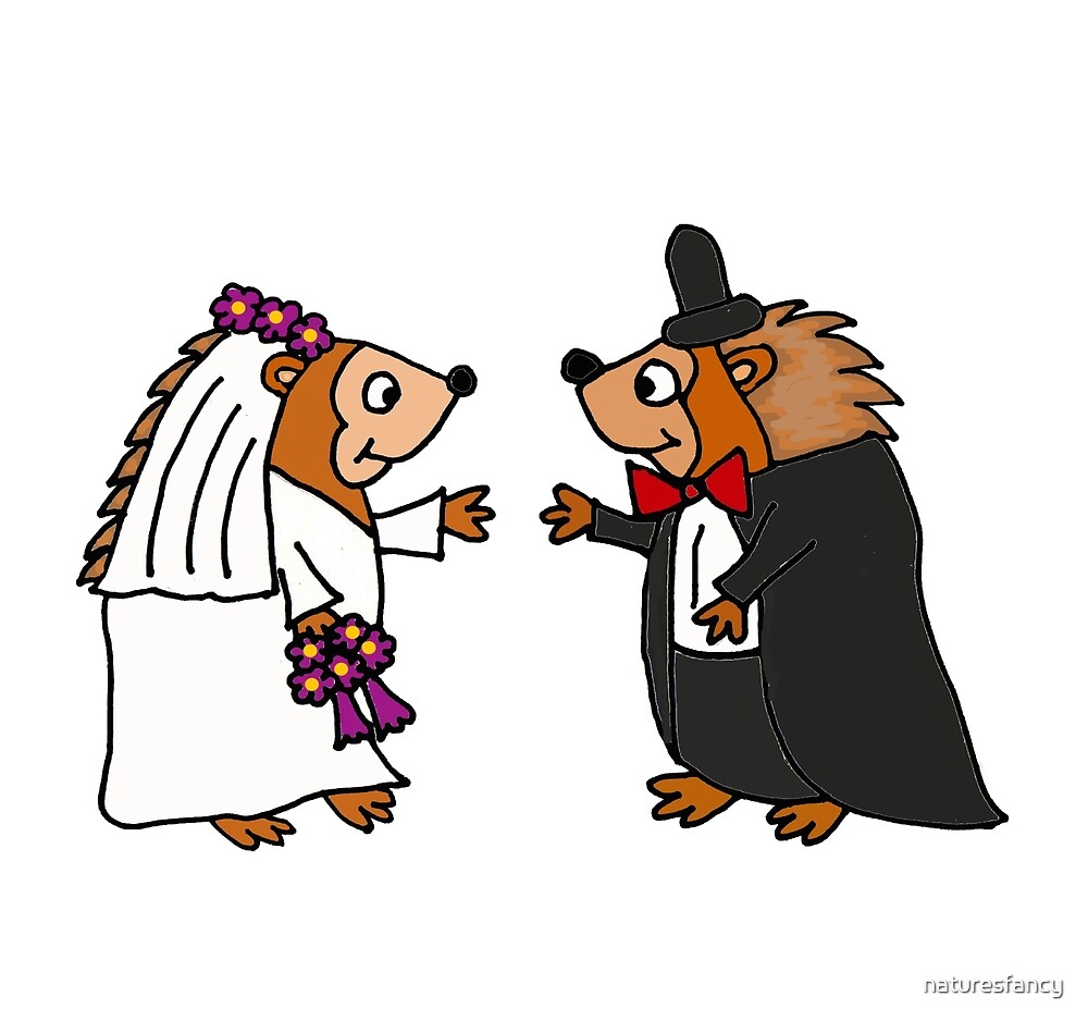 "Cool Funky Hedgehog Bride and Groom Wedding Art" by naturesfancy ...
