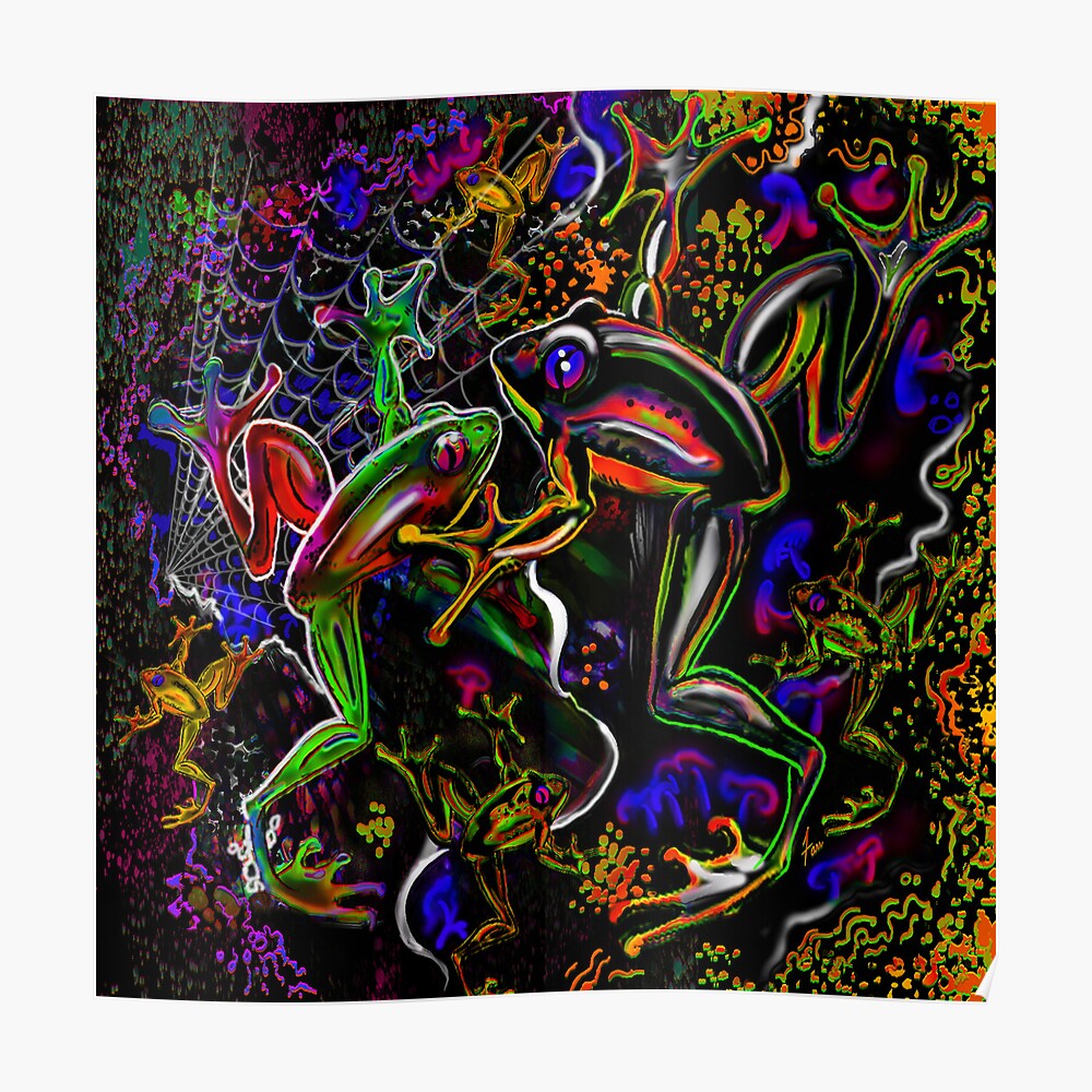 ""PSYchedelic Frogs"" Poster by FarrArt | Redbubble