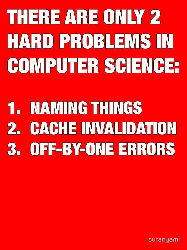 "Only 2 hard problems in computer science" by suranyami | Redbubble
