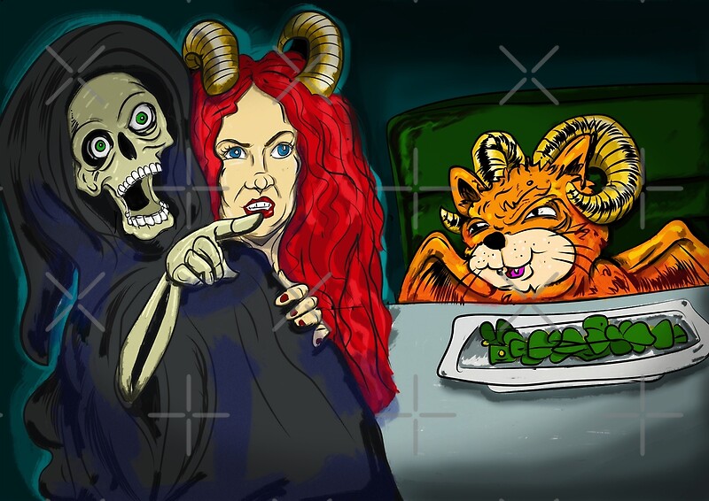 "Halloween Reaper and ginger Devilish Kitty Cat " by silentlyrob668 ...