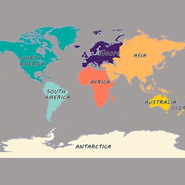 "World Map continents in the world, Africa, Antarctica, Asia, Australia ...