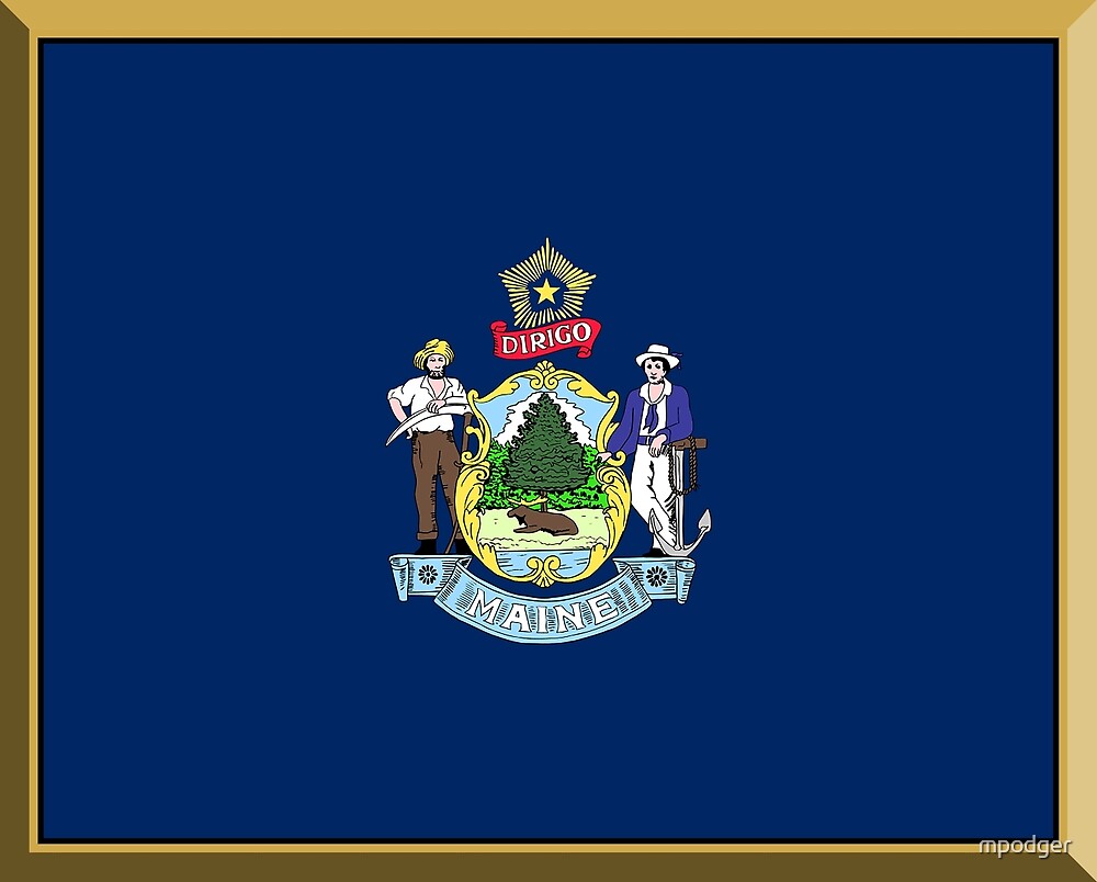 "Maine State Flag Stickers, Gifts and Products" by mpodger | Redbubble