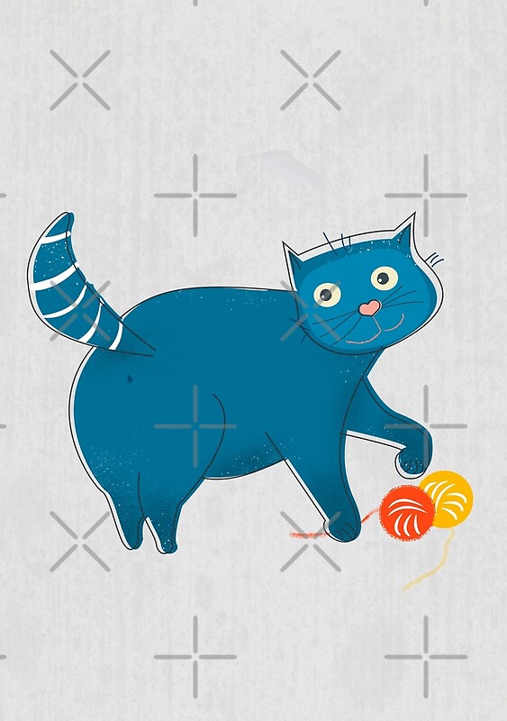 "Fat Blue Cat" by ShowMeMars | Redbubble