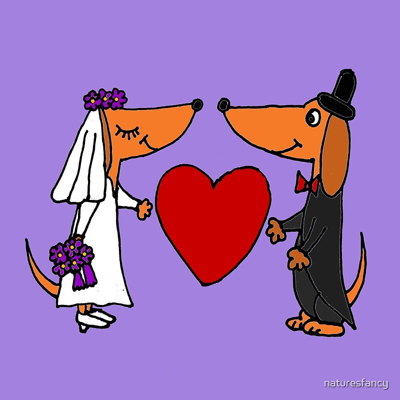 "Awesome Bride and Groom Dachshund Dogs" by naturesfancy | Redbubble