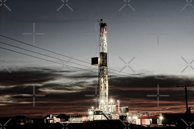 "Drilling Rig at sunset" by Angela E.L. Clements | Redbubble