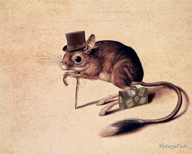 "vintage little mouse with cane, suitcase" by VintageFiori | Redbubble