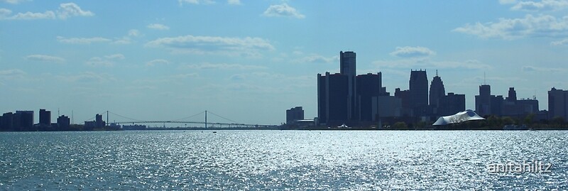 "Panoramic View Of Downtown Detroit And Windsor" by anitahiltz | Redbubble