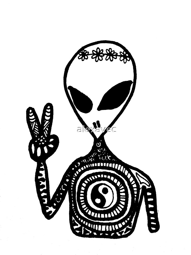"Hippie Alien Zentangle" by alexavec | Redbubble