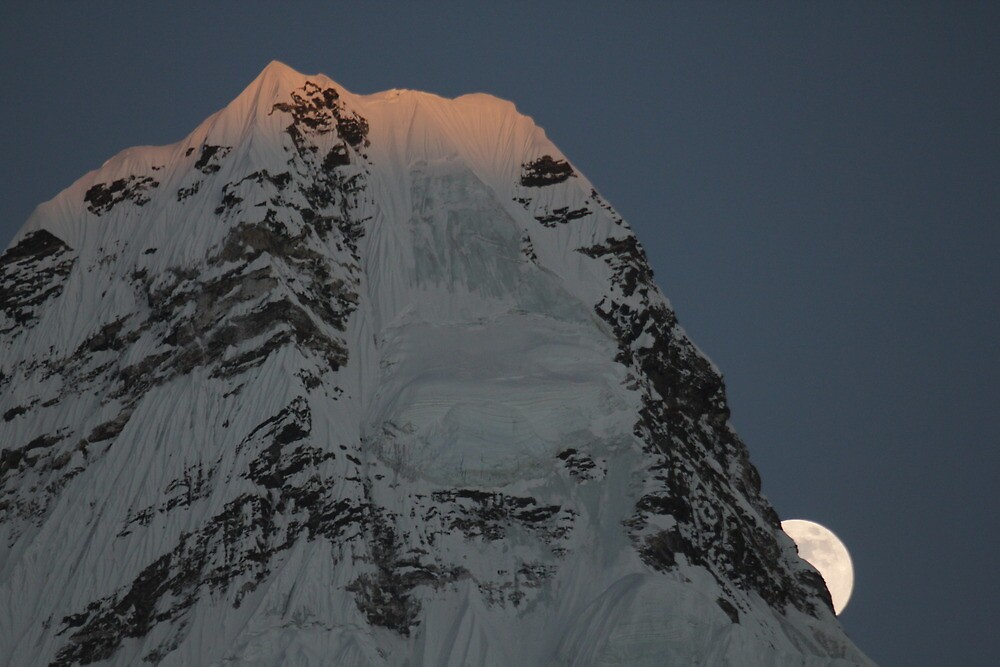 "Moon is rising over Ama Dablam (Nepal)" by Marion Joncheres | Redbubble