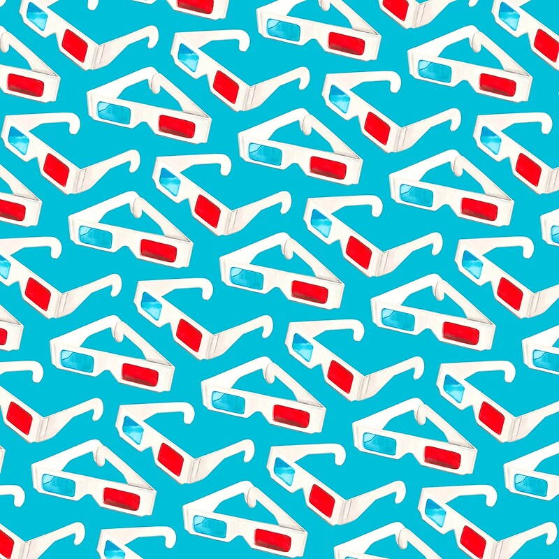 "3D Glasses Pattern - Teal" by Kelly Gilleran | Redbubble