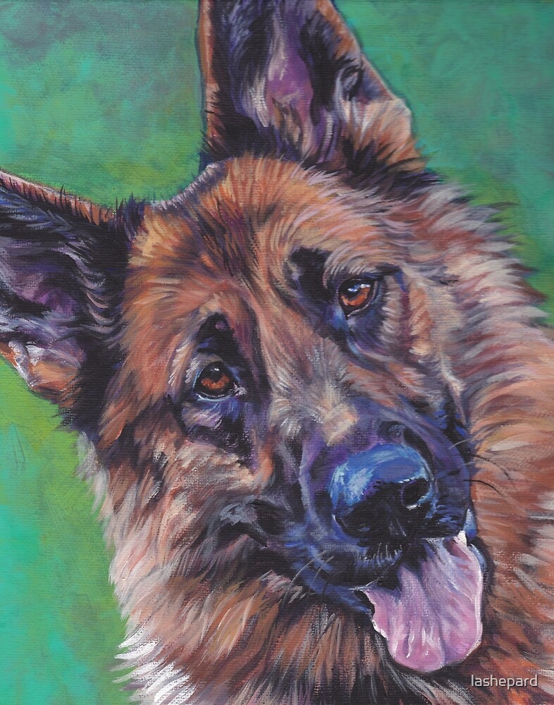 "German Shepherd Fine Art Painting" by lashepard | Redbubble