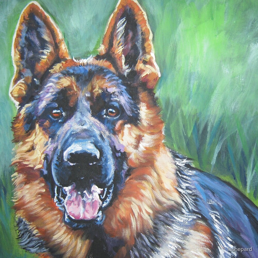"German Shepherd Fine Art Painting" by lashepard | Redbubble