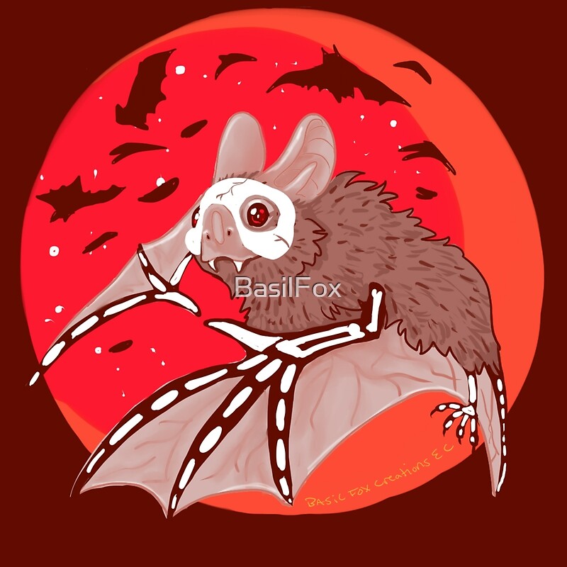 "Bats Over the Blood Moon" by BasilFox | Redbubble