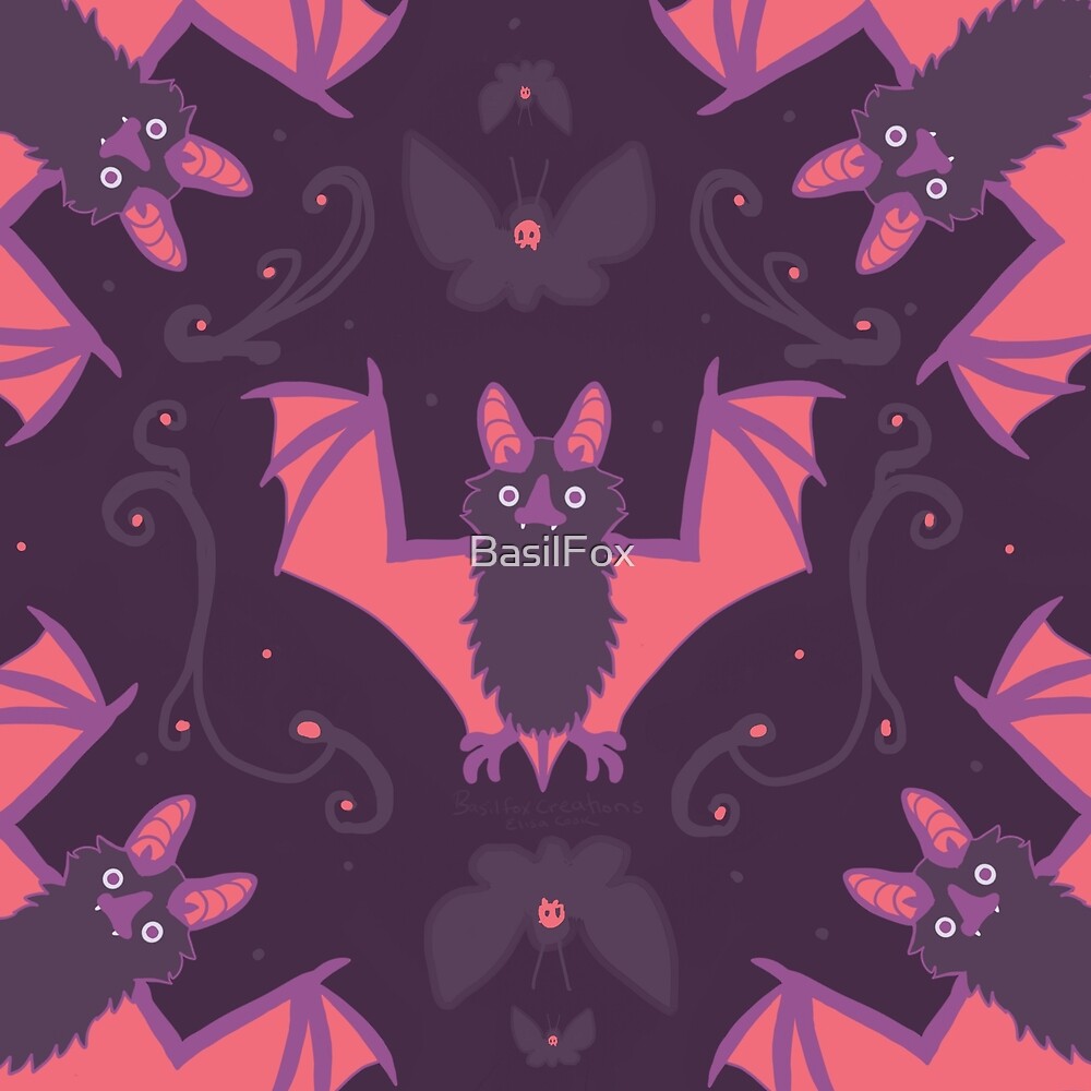"Bats Damask Wallpaper" by BasilFox | Redbubble