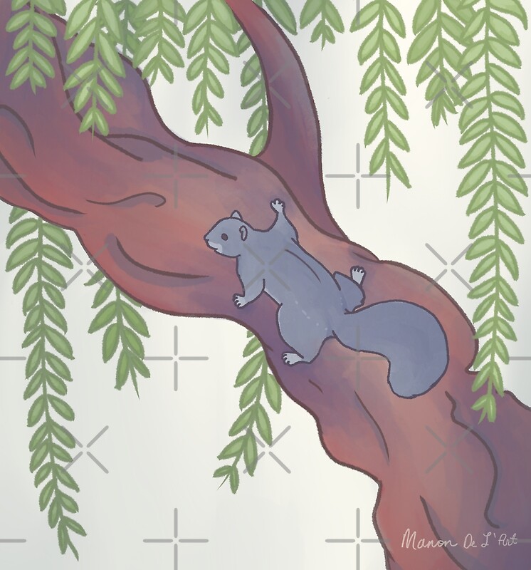 "Squirrel Climbing Willow Tree" by ManonDeLArt | Redbubble